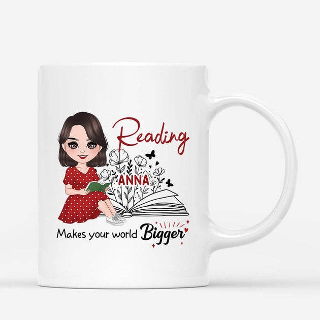 Personalised Reading Makes Your World Bigger Mug - Custom Chic UK