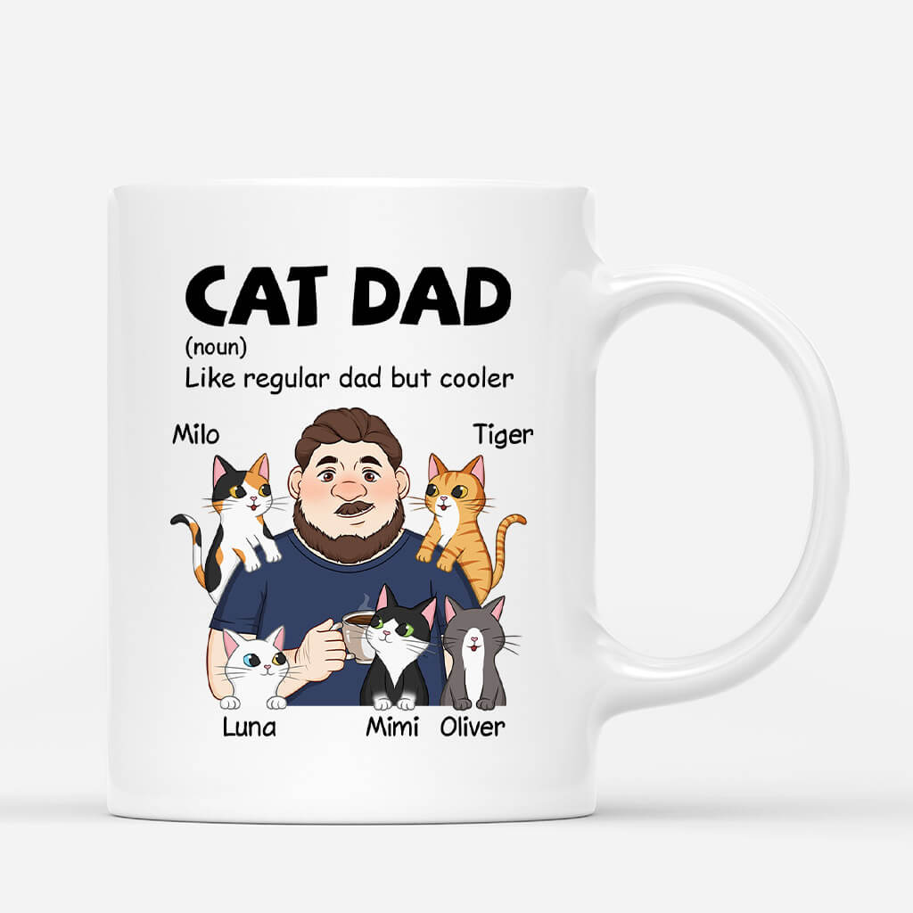 Personalised Cat Dad Like Regular But Cooler Cartoon Mug - Custom Chic UK