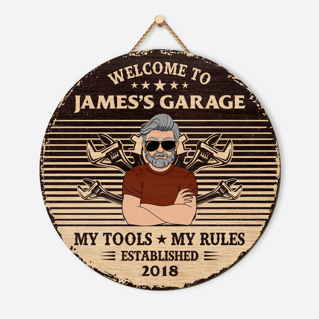 Personalised Funny Wooden Garage Signs for Men - Custom Chic UK