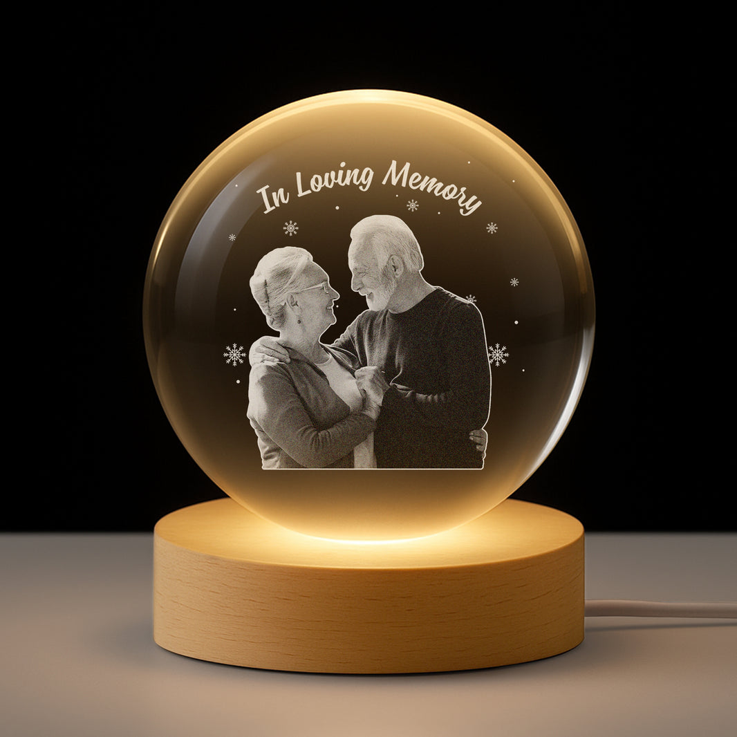 Personalised In Loving Memory Photo Crystal Ball Lamp for Couples ...
