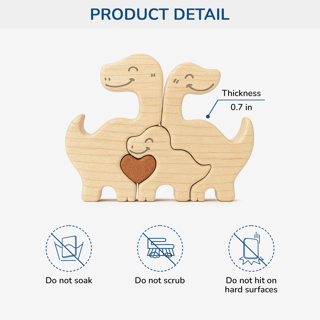 Personalised Dinosaur Family Wooden Puzzles - Custom Chic UK
