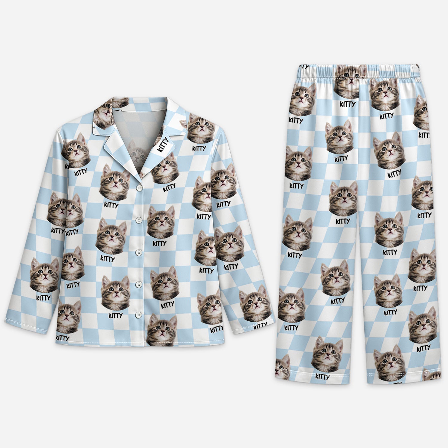 Personalised Pyjamas with Cat Face for Cat Lovers - Custom Chic UK