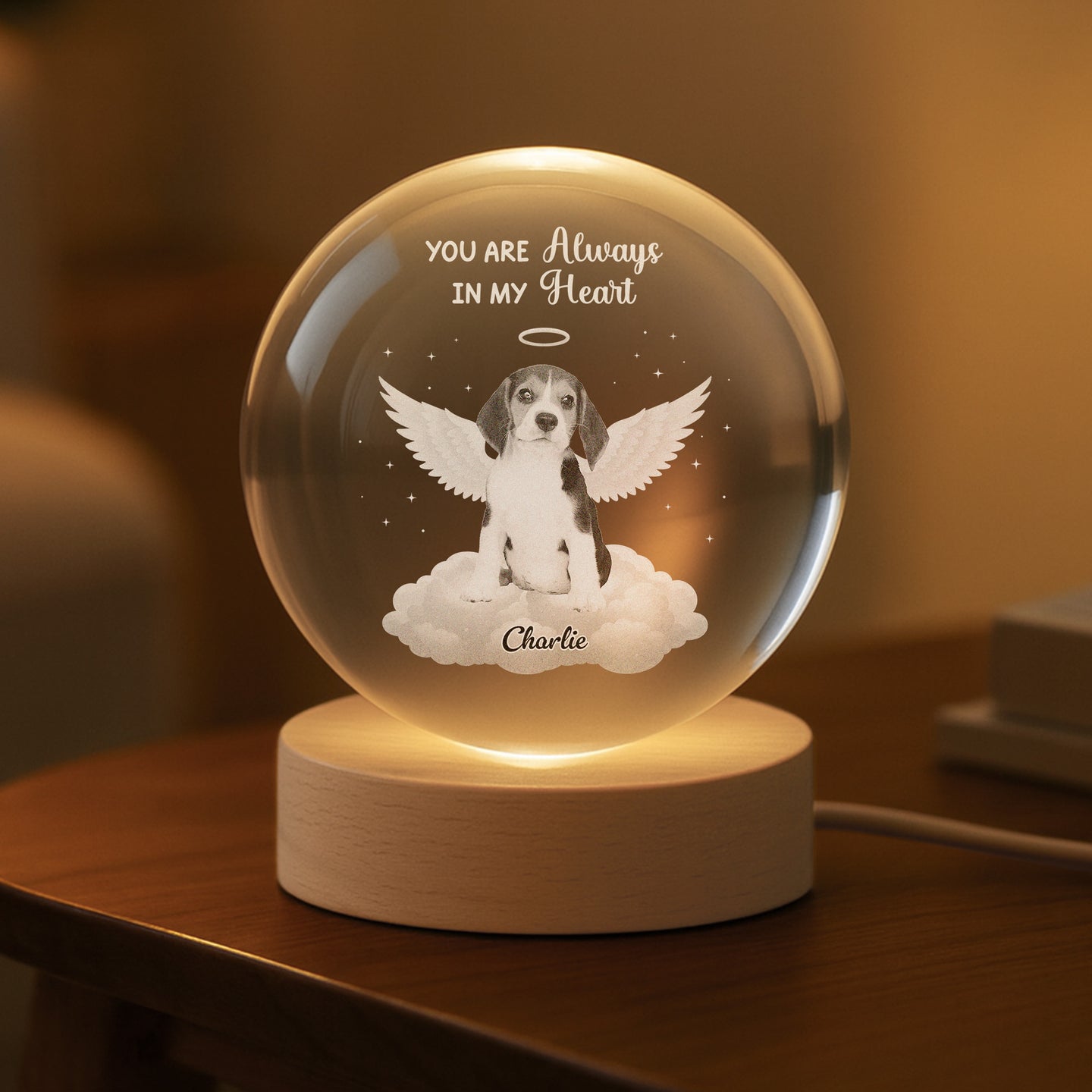 Personalised Dog Memorial Photo Crystal Ball Lamp - Custom Chic UK