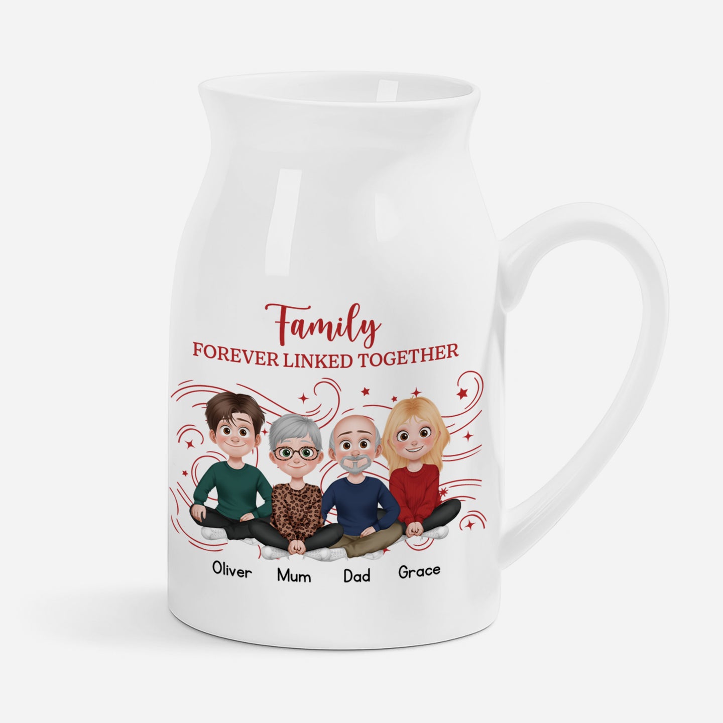 Personalised Family Forever Linked Together Flower Vase - Custom Chic UK