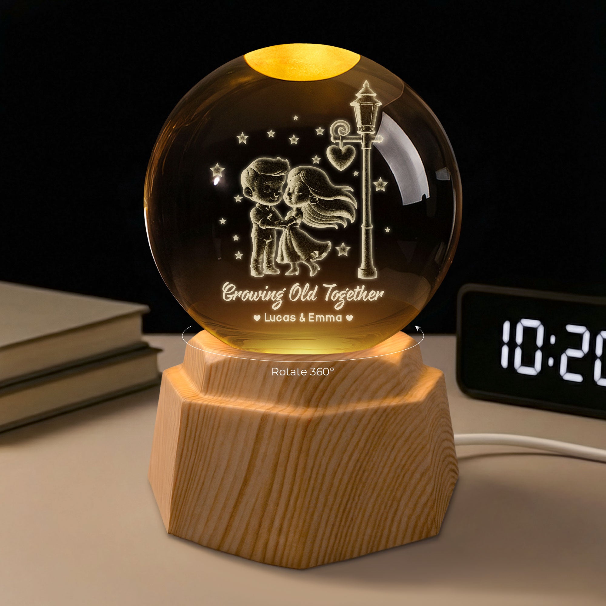 Personalised Growing Old Together Couple 3D Crystal Ball Lamp - Custom ...