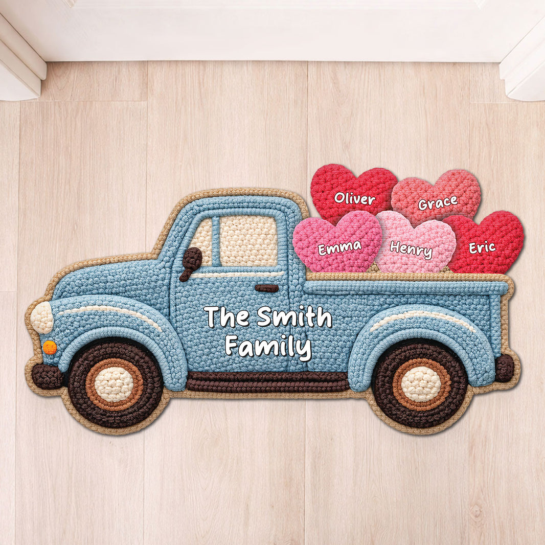 Personalised Car Custom Shaped Doormat with Family Names - Custom Chic UK