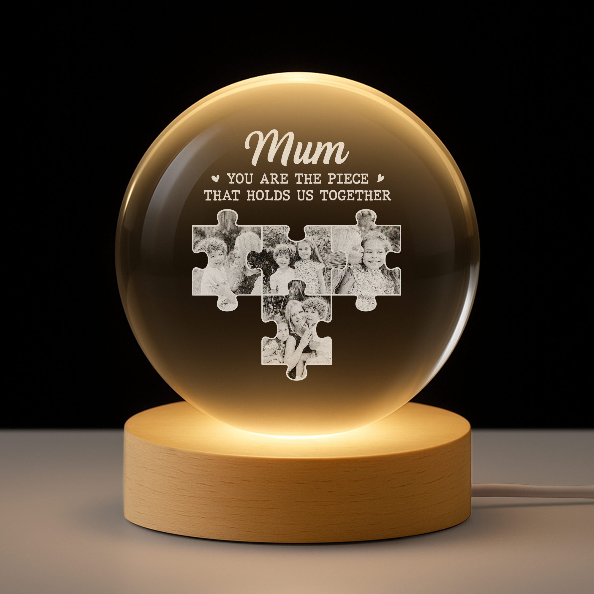 Personalised Photo Crystal Ball Lamp for Mum/Granny - Custom Chic UK