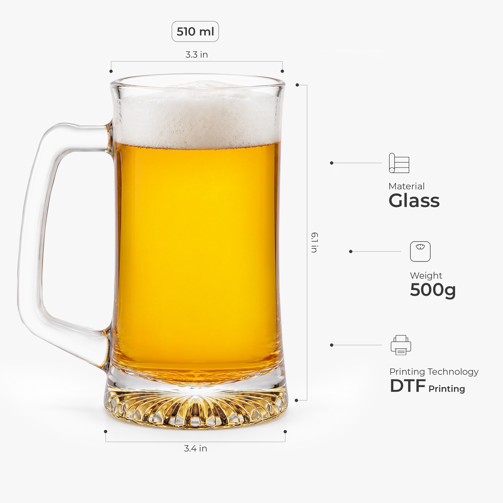 Personalised We Love You Every Day Beer Glass With Handle for Father's ...