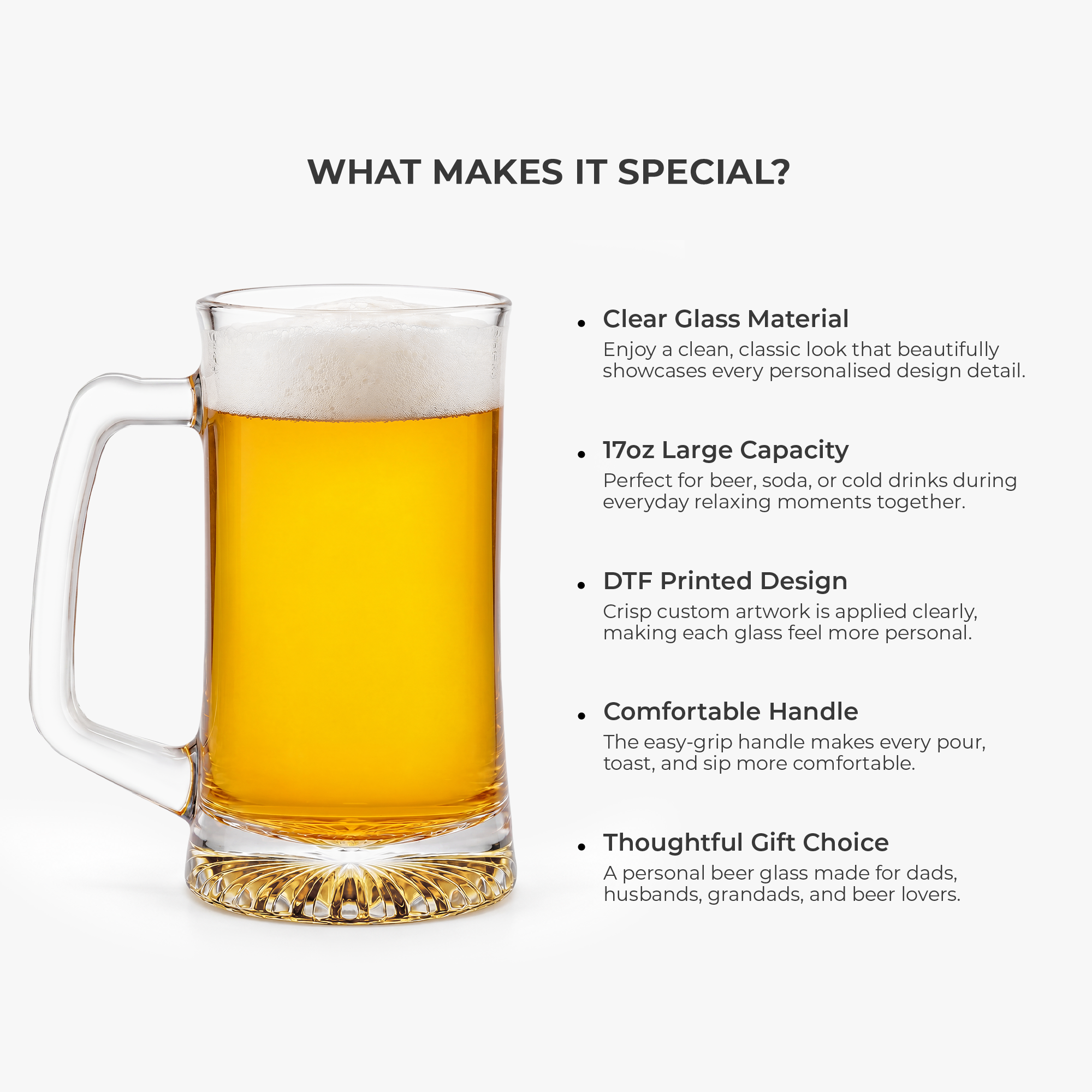 Personalised We Love You Every Day Beer Glass With Handle for Father's ...