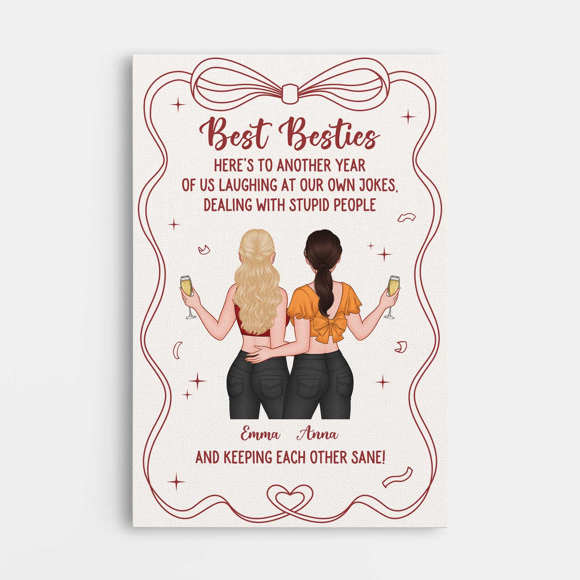 Personalised Best Besties Canvas for Female Best Friends - Custom Chic UK